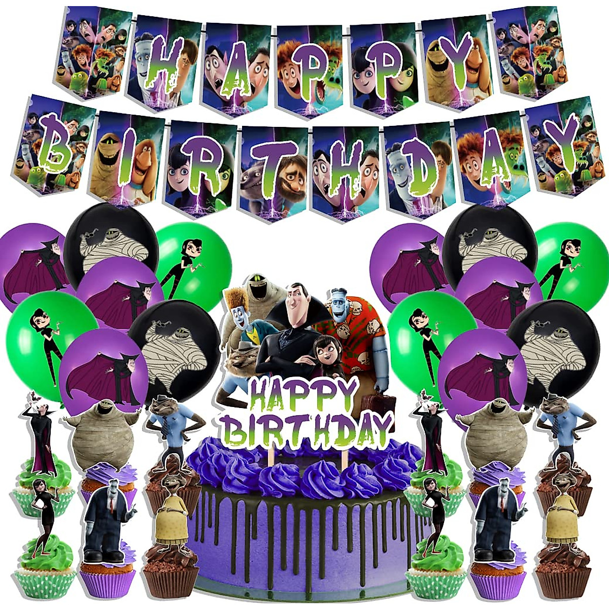 Birthday Party Supplies, Party Decorations Set Includes Happy Birthday Banner,Balloons, Cake Toppers and Cupcake Toppers for Kids Gift Birthday Party