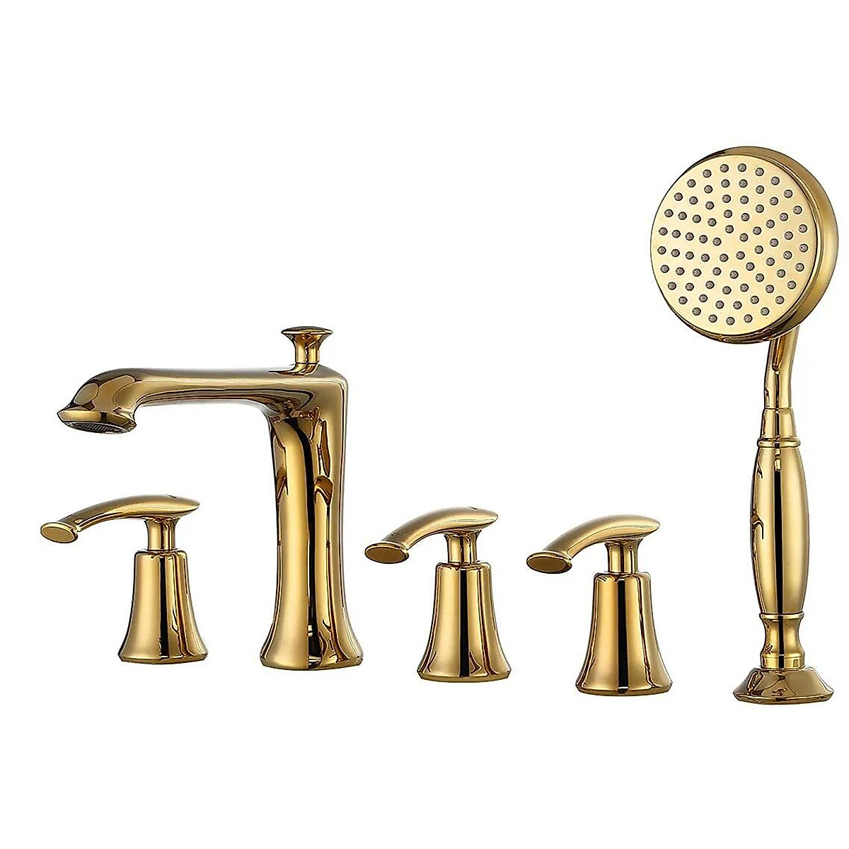 Gabrylly Deck-Type 5-Hole Bath Faucet （PVD Gold)