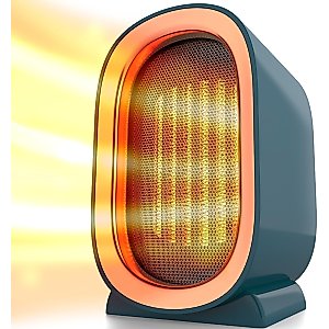 Ceramic Space Heater for Indoor Use, Overheat Protection, Tip-Over Protection, Low Noise Heating, Safe Electric PTC Portable Fan for Office Home Room, White Smart Handy Warmer for Bedroom Desktop