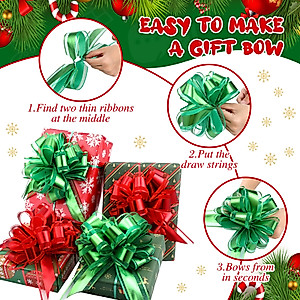 Riceshoot 60 Pieces Christmas Large Pull Bows Ribbon Gift Bows 6 Inch Gift Wrap Bows Wrapping Bows for Xmas Presents Wedding Party Basket Holidays Decoration(Green, Red)