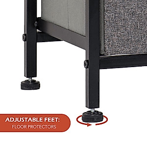 WAYTRIM 10 Drawer Storage Organizer, 10-Drawer Dresser, 10 Fabric Storage Tower for Bedroom, Tall Wide Dresser, for Hallway, Dormitory, Closet, Living Room, Sturdy Steel Frame, Wooden Top - (Grey)