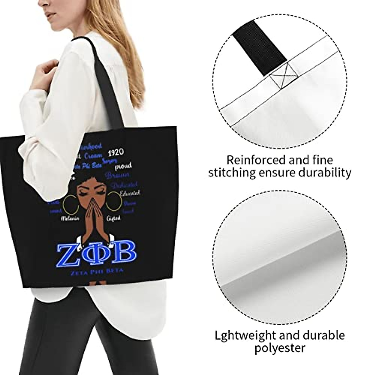 Okarice 1920 Sorority Gifts Paraphernalia For Women Tote Bags Foldable Reusable Canvas Storage Bag Shopping Handbag Shoulder Bag
