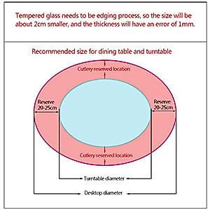 Hermsi 80 cm (30 inch) Tempered Glass Lazy Susan Turntable, Round Tabletop Rotating Serving Tray for Dining Table - Transparent