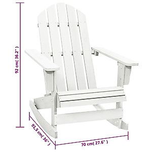 GOLINPEILO Wooden Patio Rocking Chair,High Back Porch Rocker,Outdoor Rocking Chair, Widely Used for Lawn, Porch, Backyard, Indoor and Garden, Wood White