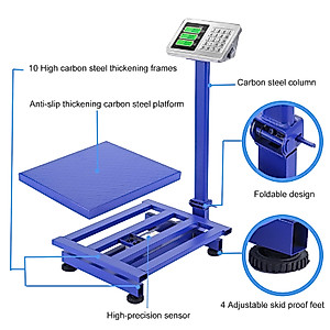 TUFFIOM 661lbs Electronic Digital Platform Scale,Heavy Duty Blue Folding Floor Scales,High-Definition LCD Display,Perfect for Mailing Luggage Shipping Package Price