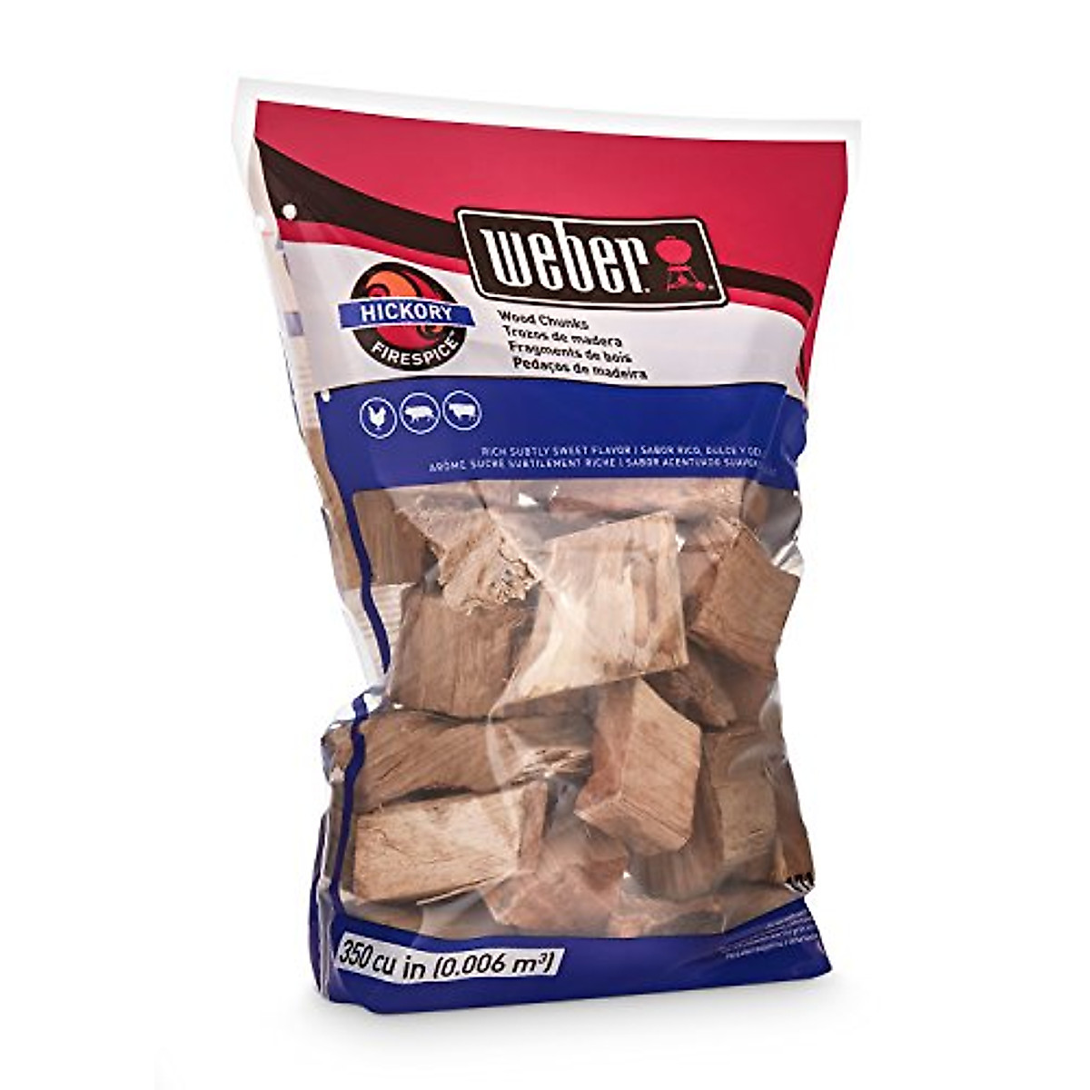 Weber Hickory Wood Chunks, 350 Cubic Inch (0.006 Cubic Meter), 4 lb