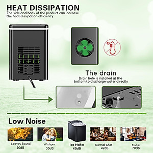 Zvoutte Portable Countertop Ice Maker Machine - Self-Cleaning Ice Makers with Ice Scoop and Basket, 9 Cubes in 8-10 mins, 26 lbs/24 Hours, for Home/Kitchen/Bar/Office/Camping (Black)