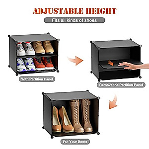 Neprock 20-Pack White Shoe Slots Organizer Bundle with 6 Tier Black Shoe Rack Organizer