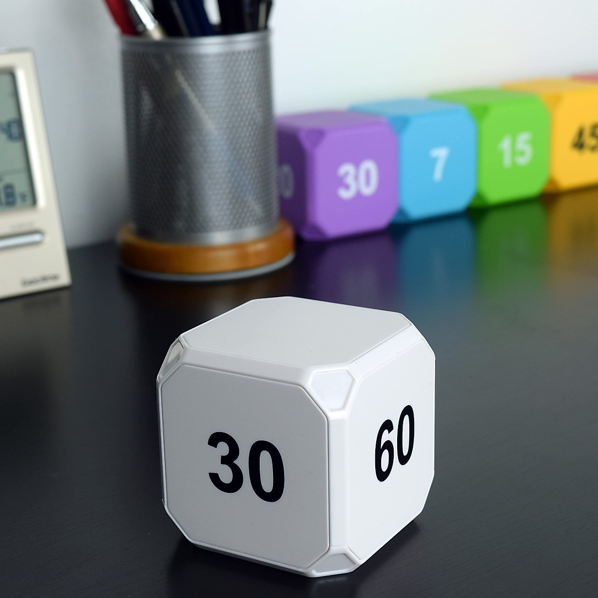 TimeCube Plus Preset Timer with 4 LED Light Alarm for Time Management, and Countdown Settings (White - 5,15,30,60 min)