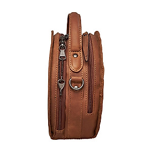 Lady Conceal Oaklee Concealed Carry Crossbody - Womens Locking Concealed Carry Purse - Crossbody Bag with Gun Holster (Cognac)