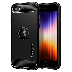 Spigen Rugged Armor Designed for iPhone SE 2022 Case/iPhone SE 3 Case 2022 / iPhone SE 2020 Case/iPhone 8 Case/iPhone 7 Case - Matte Black