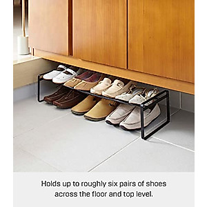 Yamazaki Home Adjustable Shoe Rack-Spacesaving Storage Solution, One Size, Black
