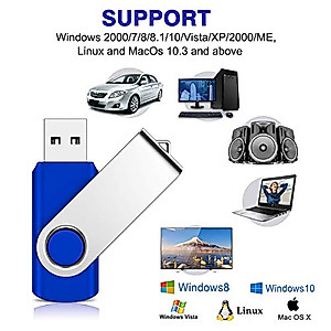 64GB Flash Drive, JEVDES 3 Pack Swivel Data Storage USB Flash Drive USB 2.0 Flash Drive Thumb Drives with LED Indicator, Jump Drive Zip Drive Memory Sticks (3 Mixed Color with Lanyards)