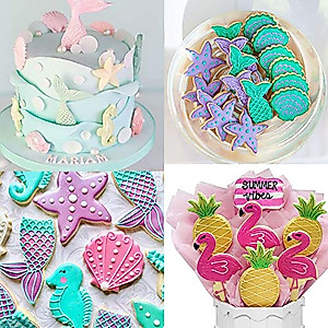 Cieovo 10 Piece Tropical Under the Sea Cookie Cutters, Hawaiian Ocean Creatures Biscuit Cutter for Biscuit, Fondant, Fruit, Bread, Summer Beach Themed Party Supplies
