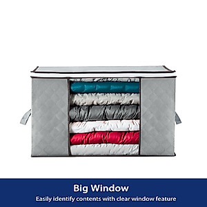 MCOLIMA Linen Storage Organizer, 2 Pack Large 90L Foldable Storage Bags Bedding Storage Containers with Zipper Lids, Closet Collapsible Clothing Bins for Linen Blanket Fabric Pillow Dorm