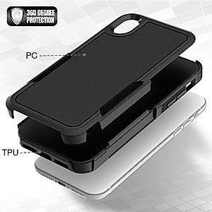 MAXCURY Black Case Designed for iPhone XR Phone, Slim Full Body Protection 2 in 1 Heavy Duty Shock Absorption Case Cover for iPhone XR 6.1 inch Not Built in Screen Protector (Black)