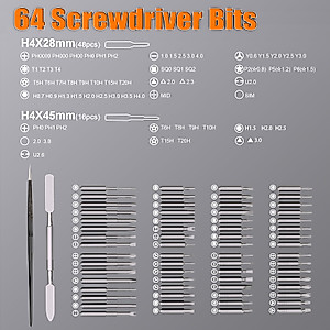 KUNLUN 68-in-1 Mini Electric Screwdriver Set, Small Electric Screwdriver Cordless with 64 Magnetic Bits, 5 Torque Settings, 4 LED Lights Power Screwdriver Repair Tool Kit for Phone Camera Laptop Watch