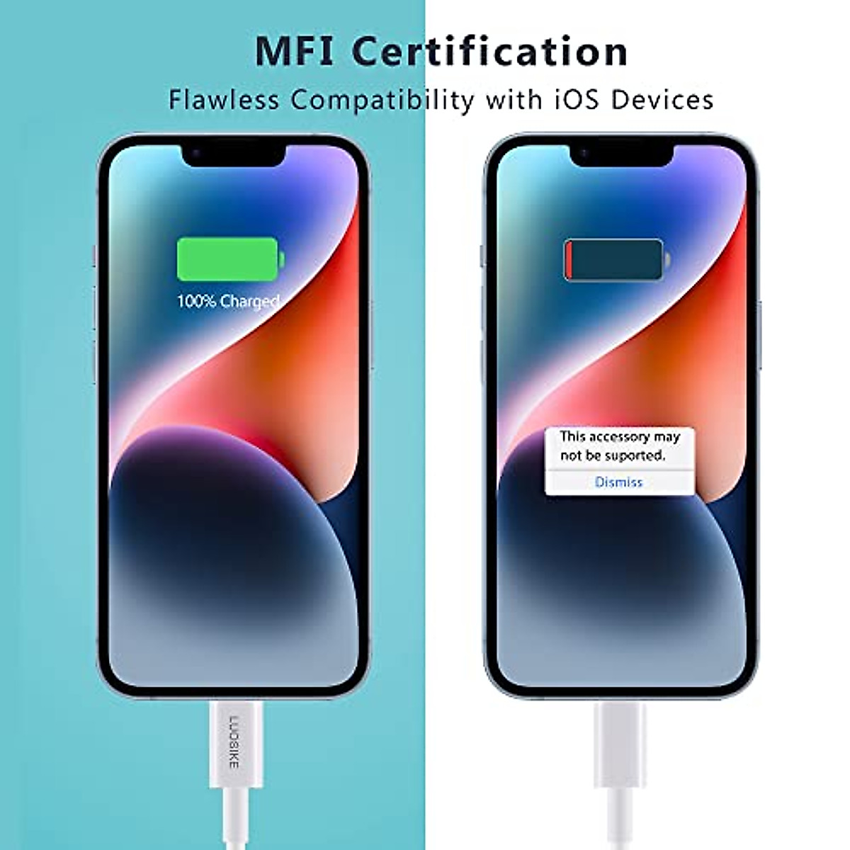 10FT iPhone 14 13 12 Fast Charger [MFi Certified], LUOSIKE 20W USB C Charger Block PD Wall Plug with 10Foot Long USB-C to Lightnings Cable for iPhone 14/13/12/Pro Max/Mini/11/XS/XR/X/8, Airpods, iPad