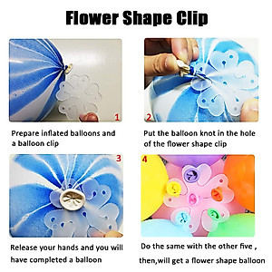 PASOCON 30 Pcs White Flower Shape Balloon Clips, Reusable, for Balloon Arch, Birthday, Baby Shower, Graduation, Wedding Decorations