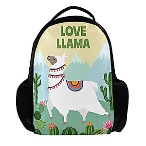 VBFOFBV Travel Backpack, Laptop Backpack for Women Men, Fashion Backpack, Lovely Animal Cartoon Llama Cactus