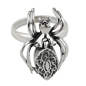 FashionJunkie4Life Spider Poison Ring - 925 Sterling Silver, Sizes 5-10, Pillbox Ring (8)