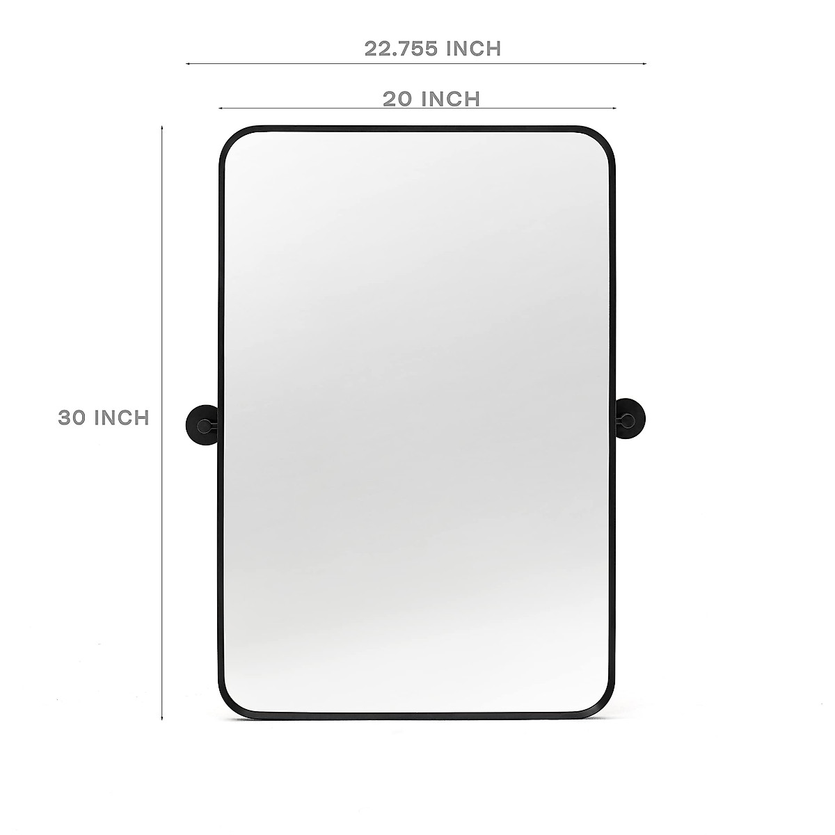 Minuover 20" x 30'' Pivot Rectangle Bathroom Mirror Tilting Beveled Black Metal Framed Vanity Mirrors for Wall (20" x 30", Matte Black)