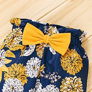 Baby Girl Outfit 3-6 Month Girl Clothes Infant Yellow Ruffle Long Sleeve Romper Bodysuit Floral Pants Set Baby Girl Fall Clothes 2 Pieces Outfit