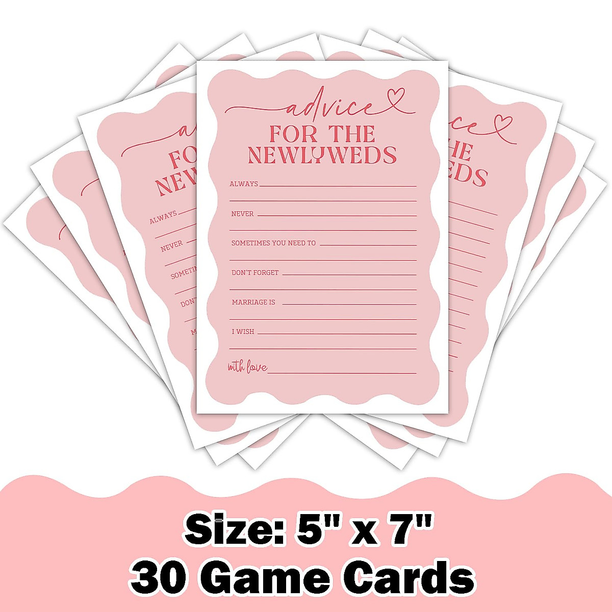 Wedding Traditions Game for Bridal Shower Pink and Red Bridal Shower Party Games for Guests 30Pcs Wedding Advice Cards for The Newlyweds Bride Groom Wedding Decorations Party Supplies - Y109