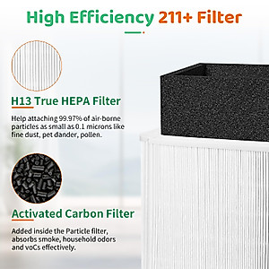 2 Pack 211+ Replacement Filter Compatible with Blueair Blue Pure 211+ Air Cleaner Purifier, Foldable Particle and Activated Carbon Replacement Filter