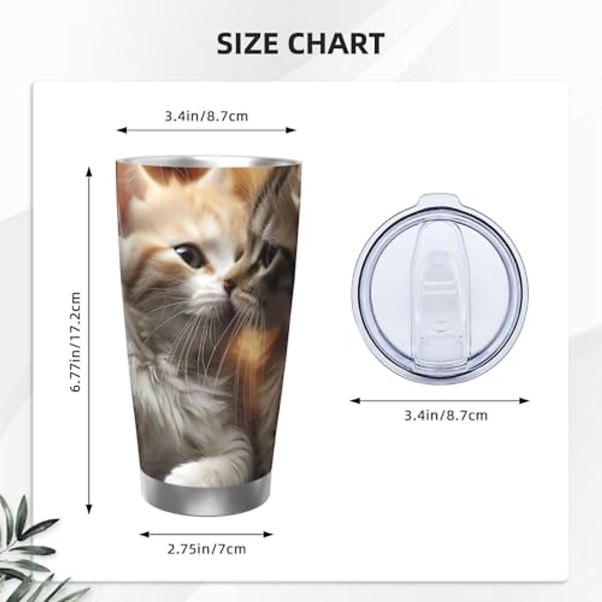 GDSHJKLW Cat Kiss Tumbler With Lid And Straw 20oz Stainless Steel Leakproof Travel Coffee Mug Double Wall Insulated Cup Gifts For Women Home Office
