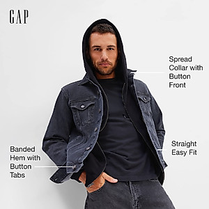 GAP mens Icon Denim Jacket, Black Wash, Medium US