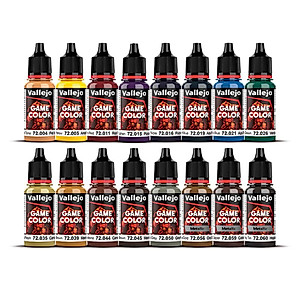 Vallejo Acrylicos Game Color Advanced Set, Model Color Paint Set, 1/2 Fl. Oz. Bottles, 16 Colors