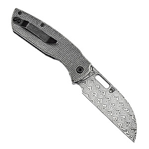 KANSEPT Convict 7.52in Heavy Duty Pocket Knife with 3.3in Sheepfoot Damascus Blade and Black Micarta Handle Folding Knife for Hunting Camping K1023D1