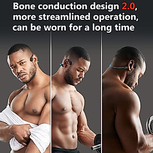 BZOJIFO Waterproof Bone Conduction Headphones, IPX8 Waterproof Swimming Headphones 32GB MP3 Player Wireless Bluetooth 5.3 Open-Ear Headphones with Mic Call for Swimming Skiing Driving Cycling (Blue)