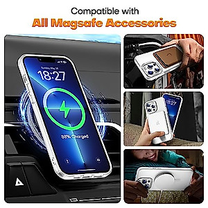 KISEN for iPhone 13 Pro Max Case Magnetic Compatible with MagSafe Slim Translucent Matte Phone Case Cover 6.7 inch, Frosted White