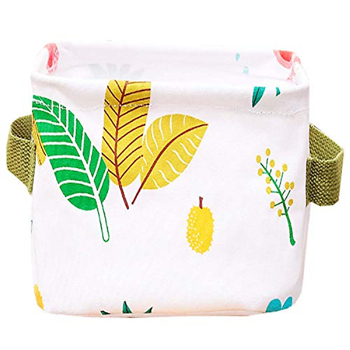 HappyDaily Cotton Linen Desktop Storage Basket, Multifunctional Foldable Household Basket Closet Organizer Toy Container Cosmetic Storage Box (White)