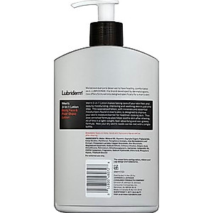 Lubriderm Men's 3-In-1 Lotion Enriched with Soothing Aloe for Body and Face, Non-Greasy Post Shave Moisturizer with Light Fragrance, 16 fl. oz