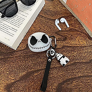 CCXNAS Compatible with Airpods Case Cover with Keychain, Halloween Luminous Skull for Airpods 2nd & 1st Cases, Soft Silicone Cute Funny Anime Case for Apple Airpods 2/1