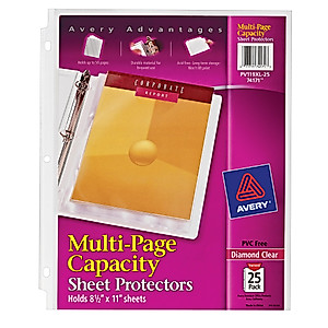 Avery(R) Multi-Page Capacity Sheet Protectors, 8 1/2in. x 11in, Top Loading, Pack of 25