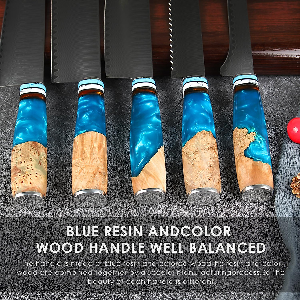 Chef Knife Set Damascus, 3PCS Professional Japanese VG10 Damascus Steel Kitchen Knife Set Chefs Knife, Paring knife, Santoku Knives, Chef Knife Set for Kitchen with Gift Box