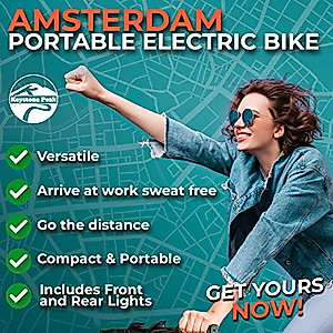Keystone Peak New 2023 Release Amsterdam Folding Electric Bicycle - 12'' Ebike for Adults and Teenagers - Electric Bike with 350W Motor 36V Lithium - Ion Battery - Throttle & Pedal Assist Modes