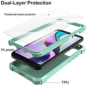 Ailiber Phone Case for TCL 30Z(T602DL), TCL 30 LE Case with Screen Protector, 2 Layer Structure Protection, Shockproof Corner TPU Bumper, Slim Silicone Phone Cover for Straight Talk TCL 30Z-Mint Green