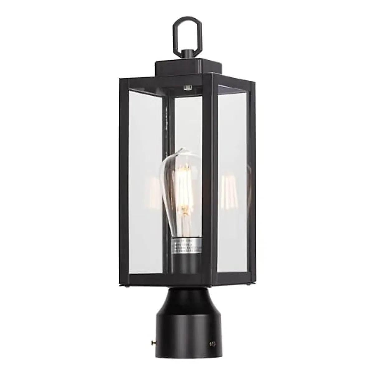LIT-PaTH Outdoor Post Lighting Fixture with E26 Medium Base Max 60W, Metal Housing Plus Clear Glass, Matte Black Finish, Bulb Not Included, 1-Pack
