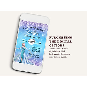 Frozen Inspired Birthday Party Invitation, Personalized, 5 inches by 7 inches, Envelopes Included with Printed Option, Printed or Digital DIY Party Supplies Invitation Cards