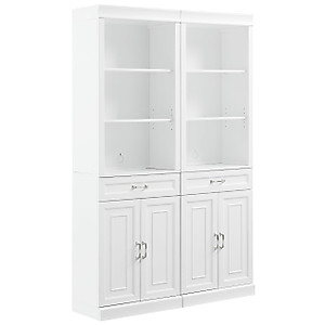 Crosley Furniture Stanton 2-Piece Storage Bookcase, Bookshelf Cabinet with Shelves, Kitchen and Living Room, White