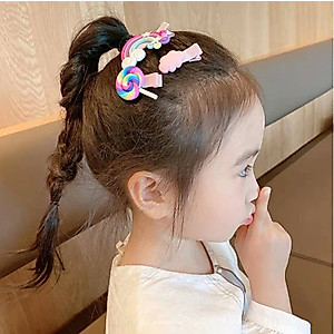 52Pcs Hairpin Candy-colored girls hair accessories,kids hair clips,toddler clips,rainbow hair clips,Flower Rainbow Candy Fruits Butterfly Cute Cartoon pattern.