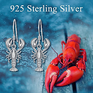 Lobster Earrings for Women Dangling Drop S925 Sterling Silver Statement Bead Fashion Earrings Jewelry Gift for Women