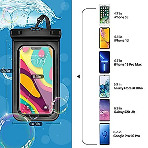 6 pcs Waterproof Phone Pouch Universal Phone Waterproof Case Compatible for iPhone 11 13 12 Max Pro XS Samsung Galaxy s22 s10 Up to 6.9", IPX8 Plastic Cell Phone Dry Bags