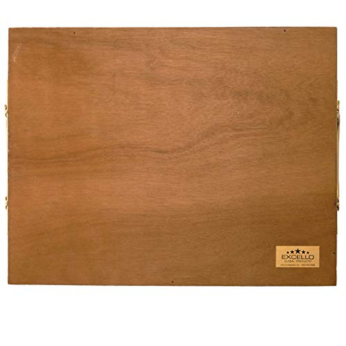 Excello Global Products 13"x17" Inlaid Wood Serving Tray with Metal Handles: Rustic Wooden Board Platter for Liquor Food Dinner Restaurant, Decorative Tray for Coffee Table
