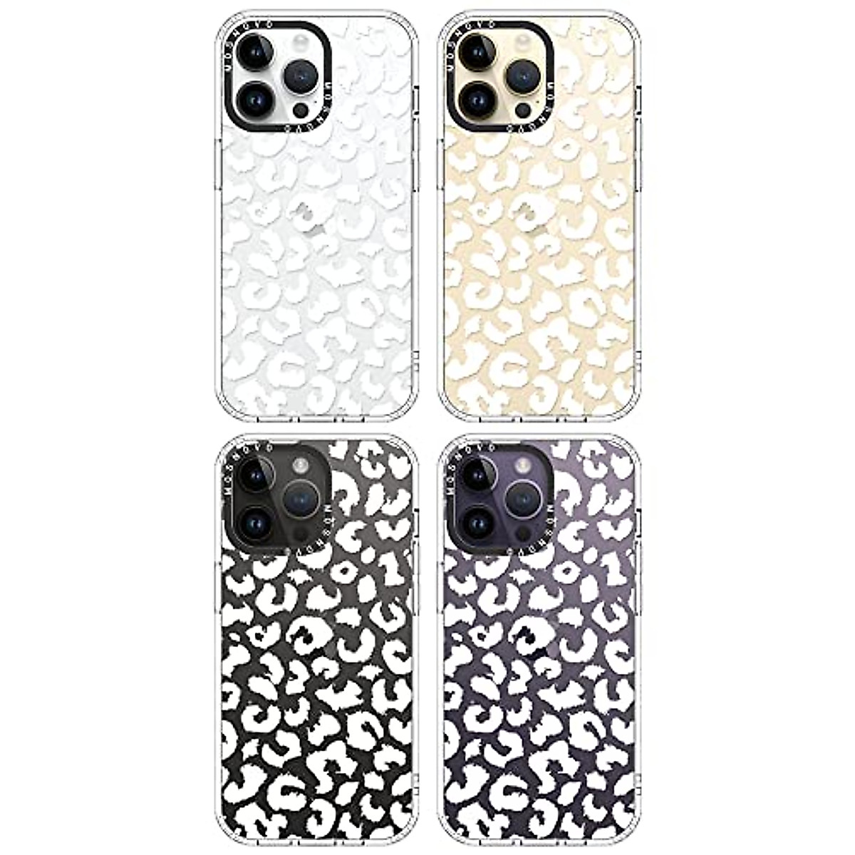 MOSNOVO Compatible with iPhone 14 Pro Max Case, [Buffertech™ 6.6 ft Drop Impact] [Anti Peel Off Tech] Clear TPU Bumper Women Girl Phone Case Cover White Leopard Designed for iPhone 14 Pro Max 6.7"